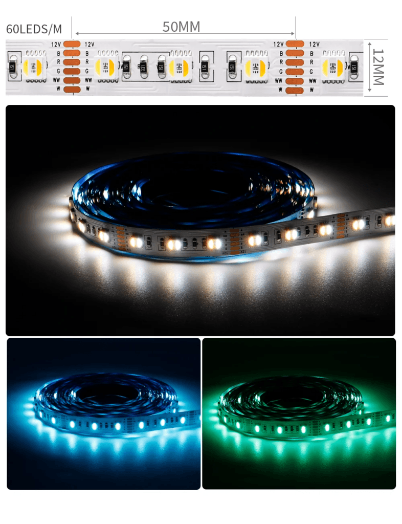 SMD5050 RGB CCT 5 in 1 LED Strip light – Konnine